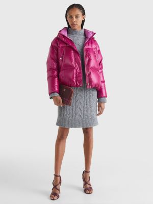 Relaxed Fit Donsjack Met Capuchon Paars Tommy Hilfiger