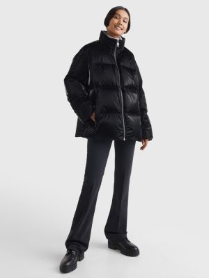 Metallic Down Filled Puffer Coat Black Tommy Hilfiger