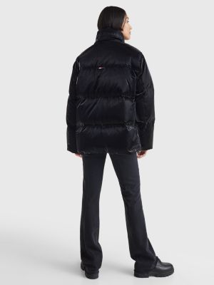 Metallic Down Filled Puffer Coat Black Tommy Hilfiger