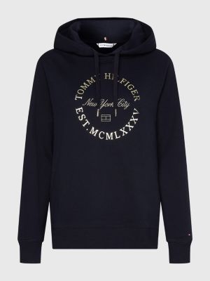 Curve Bio Baumwoll Hoodie Mit Metallic Logo Blau Tommy Hilfiger