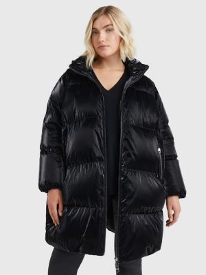 Curve Metallic Hooded Down Filled Puffer Coat Black Tommy Hilfiger