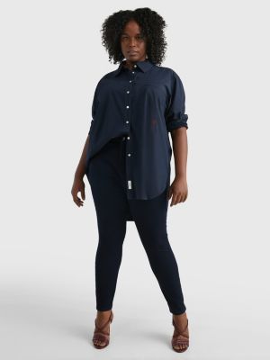 Curve Oversized Fit Popeline Bluse Blau Tommy Hilfiger