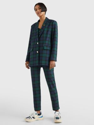 Relaxed Fit Tartan Check Blazer Green Tommy Hilfiger