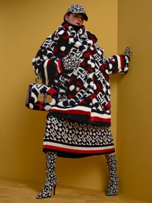 Th X Richard Quinn Pea Coat Red Tommy Hilfiger
