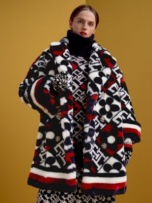 Th X Richard Quinn Pea Coat Red Tommy Hilfiger