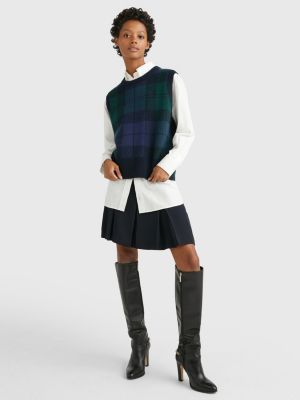 Relaxed Fit Pullunder Mit Karos GrÜn Tommy Hilfiger