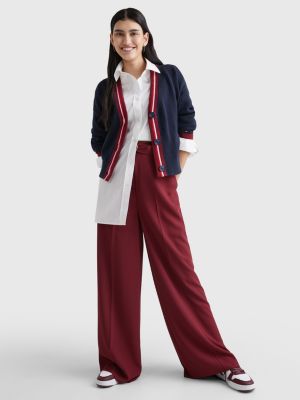 Gestreept Relaxed Fit Vest Met V Hals Blauw Tommy Hilfiger