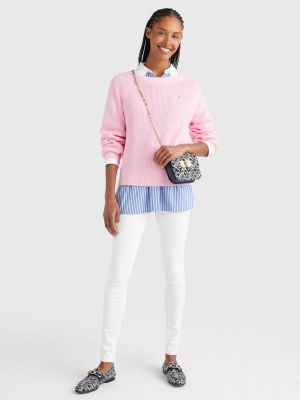 Relaxed Fit Trui Met Boothals Roze Tommy Hilfiger