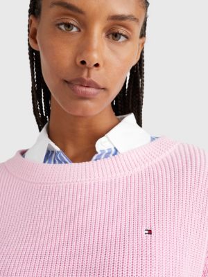 Relaxed Fit Trui Met Boothals Roze Tommy Hilfiger