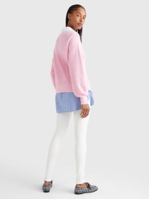 Relaxed Fit Trui Met Boothals Roze Tommy Hilfiger