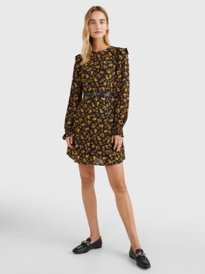 Ruffled Fit And Flare Dress Yellow Tommy Hilfiger