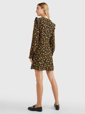 Ruffled Fit And Flare Dress Yellow Tommy Hilfiger