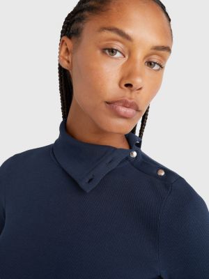Vestido Midi De Corte Slim Con Cuello Vuelto Azul Tommy Hilfiger