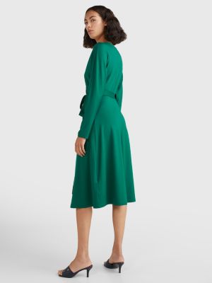 Knielanges Langarm Wickelkleid GrÜn Tommy Hilfiger