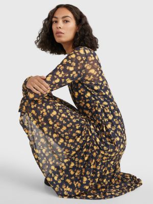 Floral Mesh Midi Dress Yellow Tommy Hilfiger