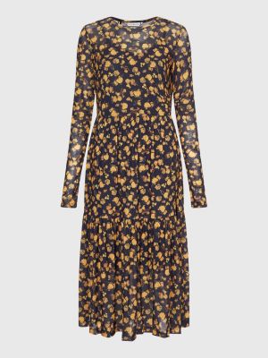 Floral Mesh Midi Dress Yellow Tommy Hilfiger