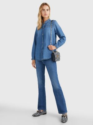 Ruffled Collar Regular Fit Denim Overshirt Denim Tommy Hilfiger