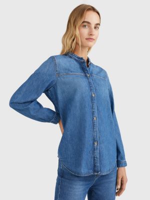 Ruffled Collar Regular Fit Denim Overshirt Denim Tommy Hilfiger