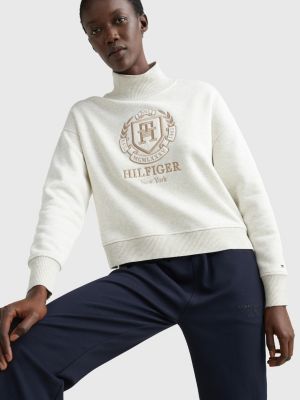 Relaxed Mock Turtleneck Sweatshirt Beige Tommy Hilfiger