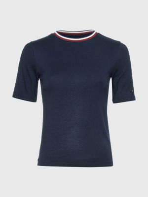 T Shirt Slim Fit Con Nastro Iconico Blu Tommy Hilfiger