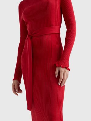 Knitted Slim Fit Midi Dress Red Tommy Hilfiger