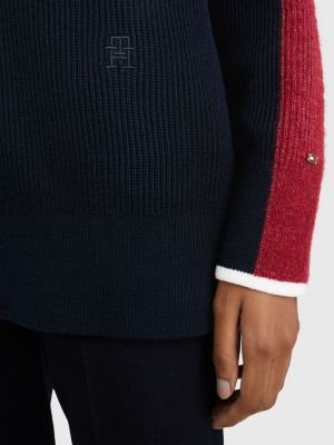 Hochgeschlossener Relaxed Fit Pullover Blau Tommy Hilfiger