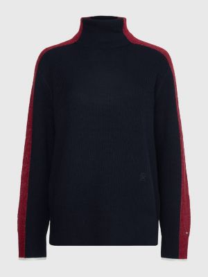 Hochgeschlossener Relaxed Fit Pullover Blau Tommy Hilfiger