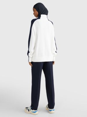 Hochgeschlossener Relaxed Fit Pullover Weiß Tommy Hilfiger