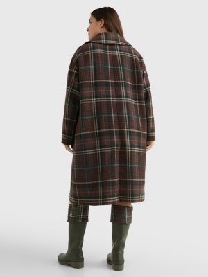 Curve Relaxed Fit Wollmantel Mit Karos GrÜn Tommy Hilfiger