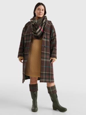 Curve Relaxed Fit Wollmantel Mit Karos GrÜn Tommy Hilfiger