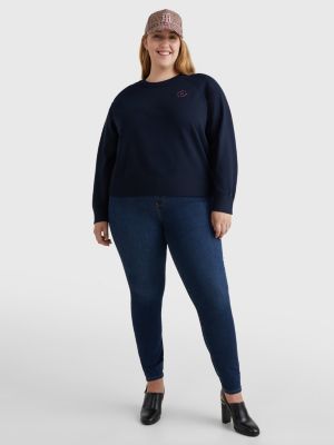 Curve Relaxed Fit Trui Met Ronde Hals Blauw Tommy Hilfiger