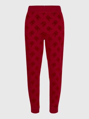 Joggers Curve Th Monogram Rosso Tommy Hilfiger