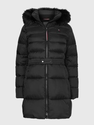 Curve Padded Belted Puffer Coat Black Tommy Hilfiger