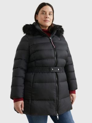 Curve Padded Belted Puffer Coat Black Tommy Hilfiger
