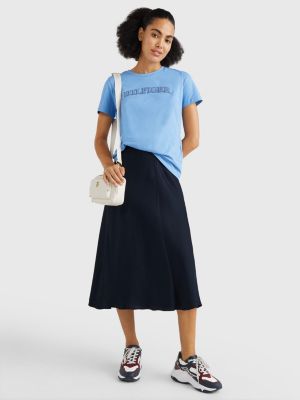 T Shirt Mit Gleichfarbigem Logo Blau Tommy Hilfiger