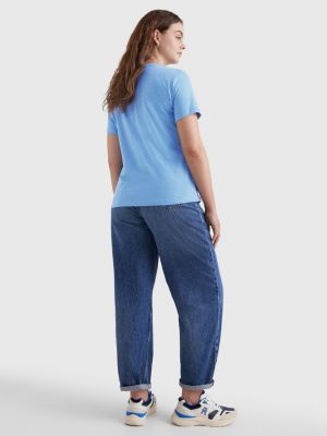T Shirt Mit Gleichfarbigem Logo Blau Tommy Hilfiger