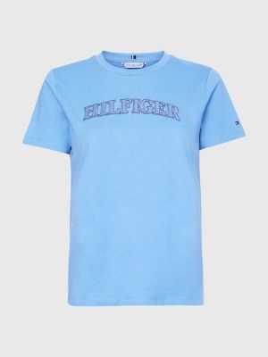 T Shirt Mit Gleichfarbigem Logo Blau Tommy Hilfiger
