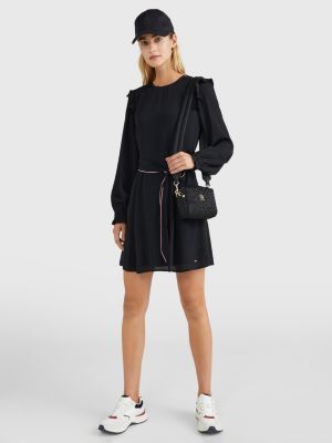 Ruffled Fit And Flare Dress Black Tommy Hilfiger