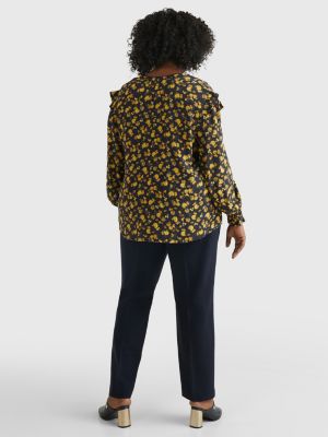 Curve Regular Blouse Met Frosted Floral Print Geel Tommy Hilfiger