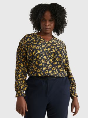Curve Regular Fit Bluse Mit Blumen Print Gelb Tommy Hilfiger