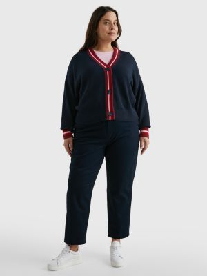 Cardigan Curve Relaxed Fit A Righe Blu Tommy Hilfiger