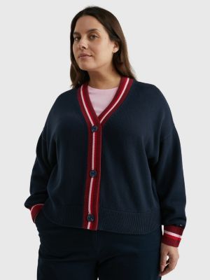Cardigan Curve Relaxed Fit A Righe Blu Tommy Hilfiger