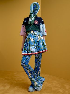 Th X Richard Quinn Pleated Skirt Blue Tommy Hilfiger