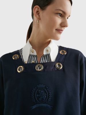 Relaxed Fit Sweatshirt Met Embleem En Eyelets Blauw Tommy Hilfiger