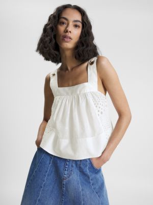 Crop Top Mit Lochstickerei Weiß Tommy Hilfiger