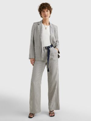Gestreifte Relaxed Fit Hose Weiß Tommy Hilfiger