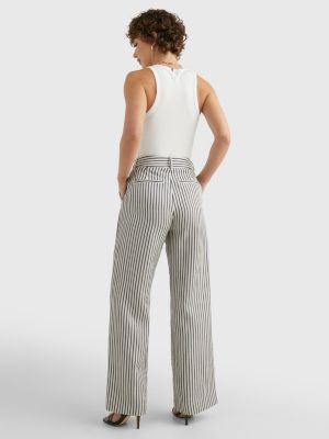 Gestreifte Relaxed Fit Hose Weiß Tommy Hilfiger