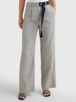 Gestreifte Relaxed Fit Hose Weiß Tommy Hilfiger