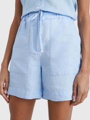 Linen Relaxed Fit Drawstring Shorts Blue Tommy Hilfiger