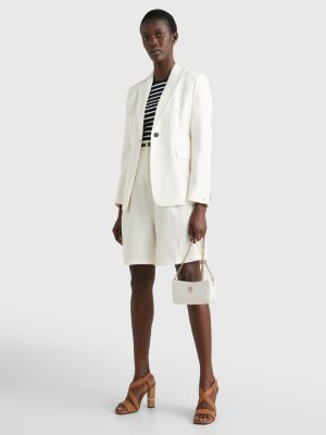 Elevated Single Breasted Fitted Blazer White Tommy Hilfiger